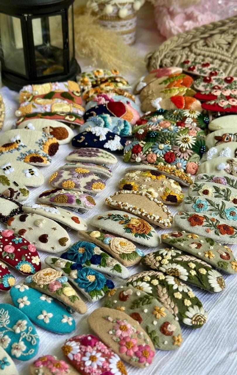 Hair Barrette - Hand Embroidered Clips – HANA AND HALA